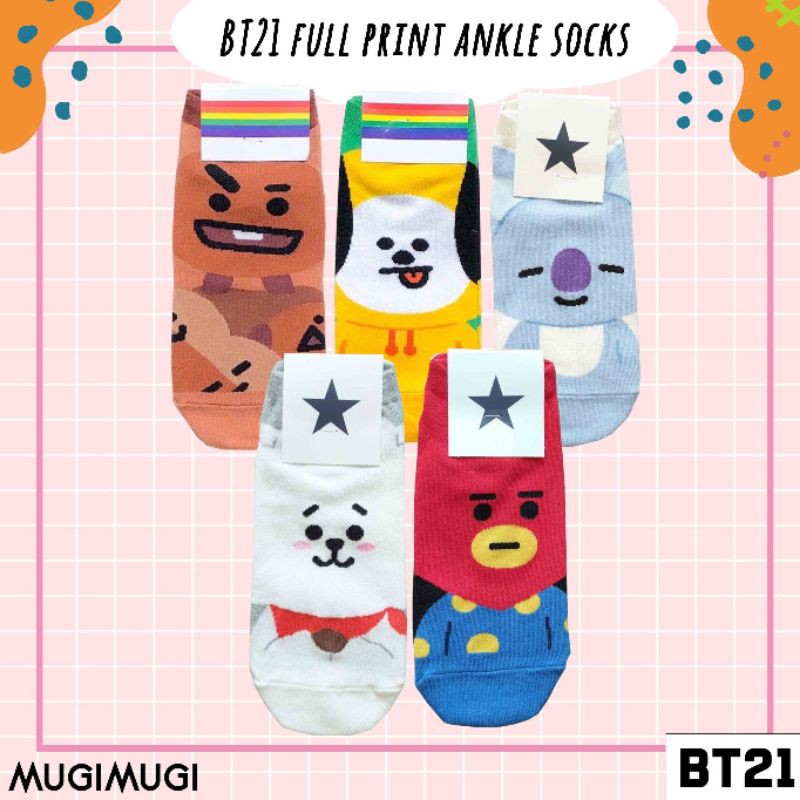 Korean Socks BT21 Ankle Socks Full Face | Shopee Malaysia