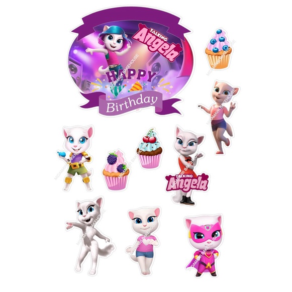 TALKING ANGELA Cake Topper Topper Kek Birthday Cake High Quality Paper ...