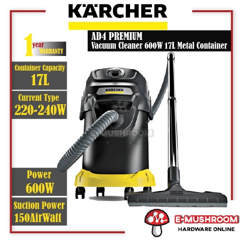 Karcher AD4 Premium Dry & Bagless Vacuum Cleaner 150 Air Watts 吸塵機 ...
