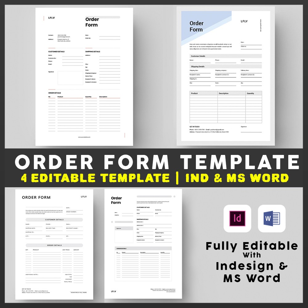 Order Form Editable Template | MS Word and Indesign | Shopee Malaysia