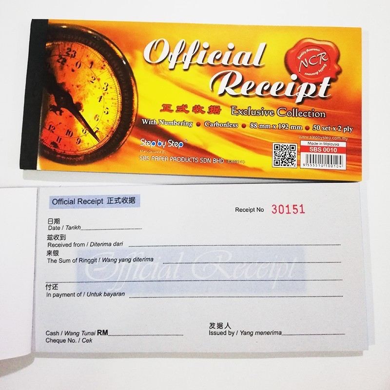 SBS Carbonless Official Receipt Book / Resit Rasmi 2ply (50sets ...