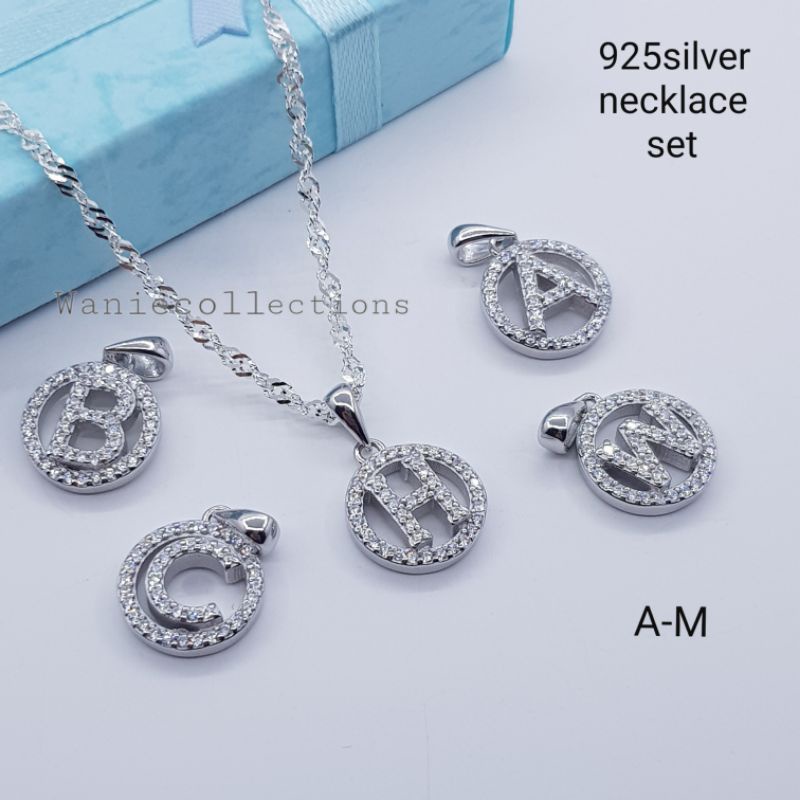 *Ready stock*Original 925 silver cystral alphabet + necklace( Huruf ...