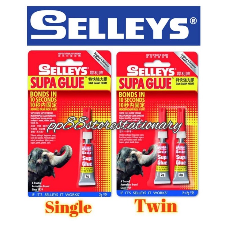 Selleys Supa Glue/Gam Gajah 2g(Singel/Twin) | Shopee Malaysia