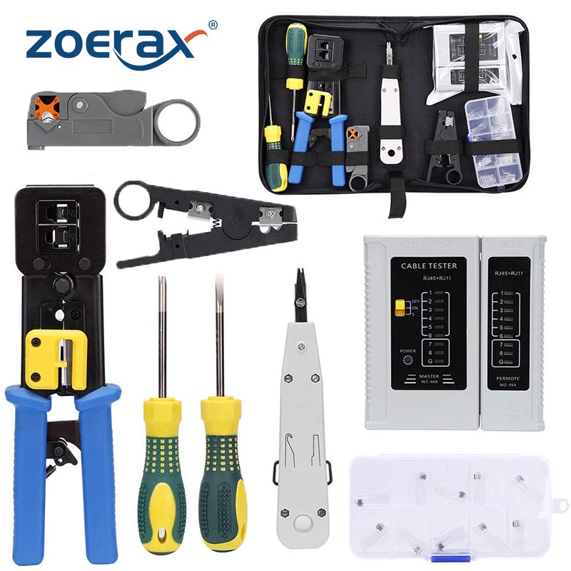 ZoeRax Rj45 Crimping Tool Kit for CAT5/CAT6, Professional Computer ...