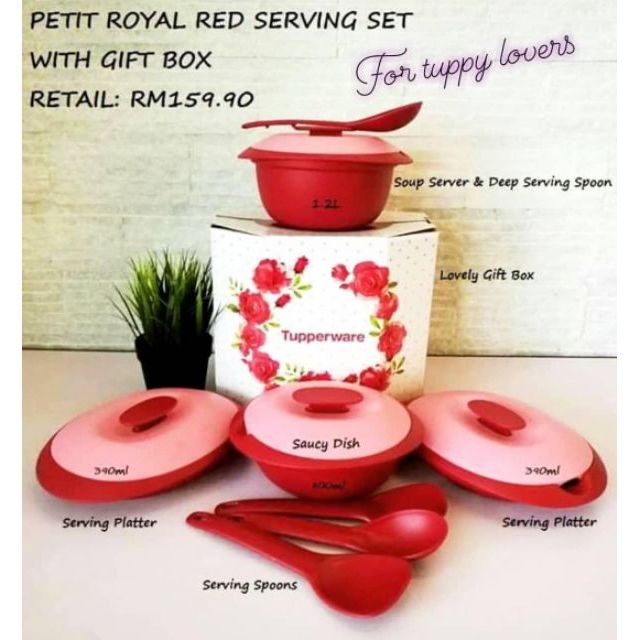 [FULL SET OR 390ml ONLY] TUPPERWARE PETIT ROYAL RED SERVING SET 4pcs ...