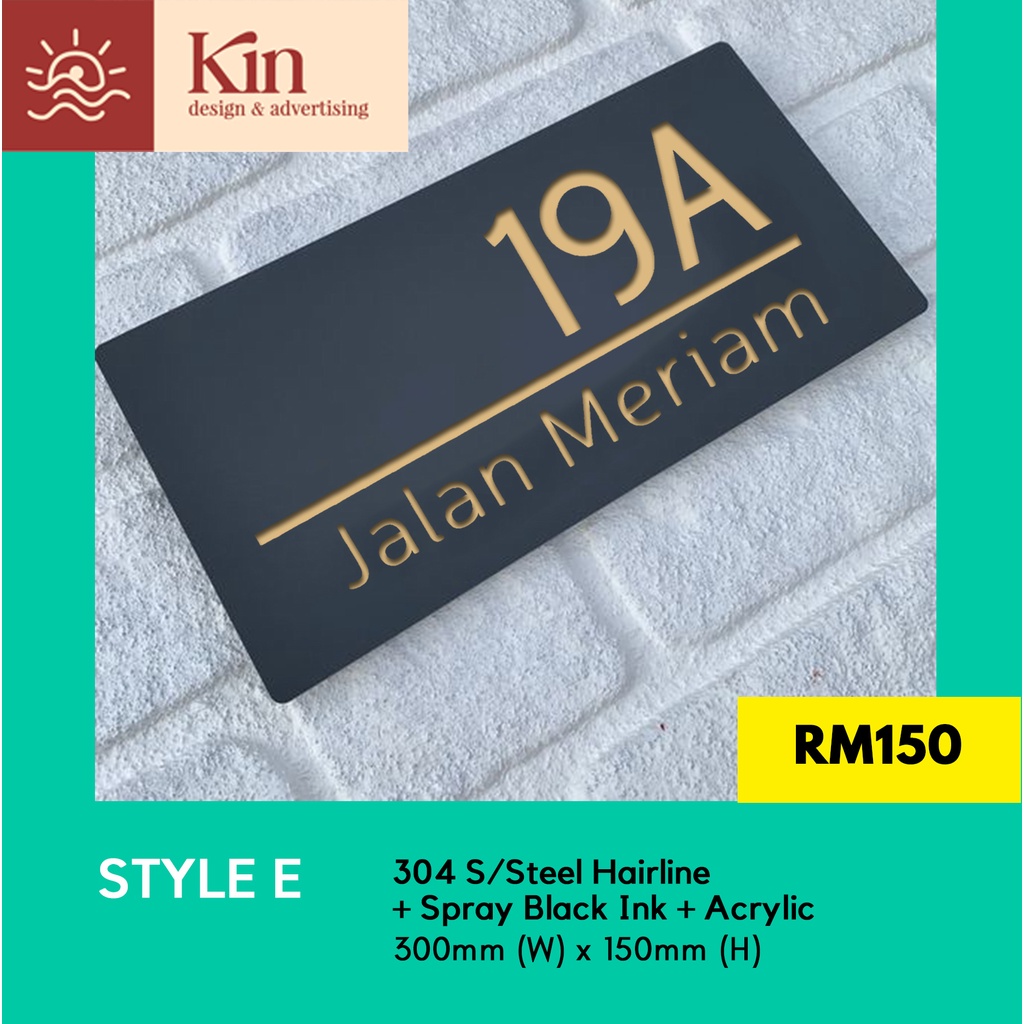 KIN - Customized Modern House Number Plate Stainless Steel House number ...