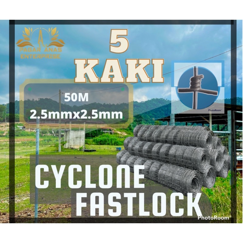 PAGAR CYCLONE FASTLOCK [5 KAKI] 2.5MMx2.5MM PAGAR LEMBU KAMBING RUSA ...