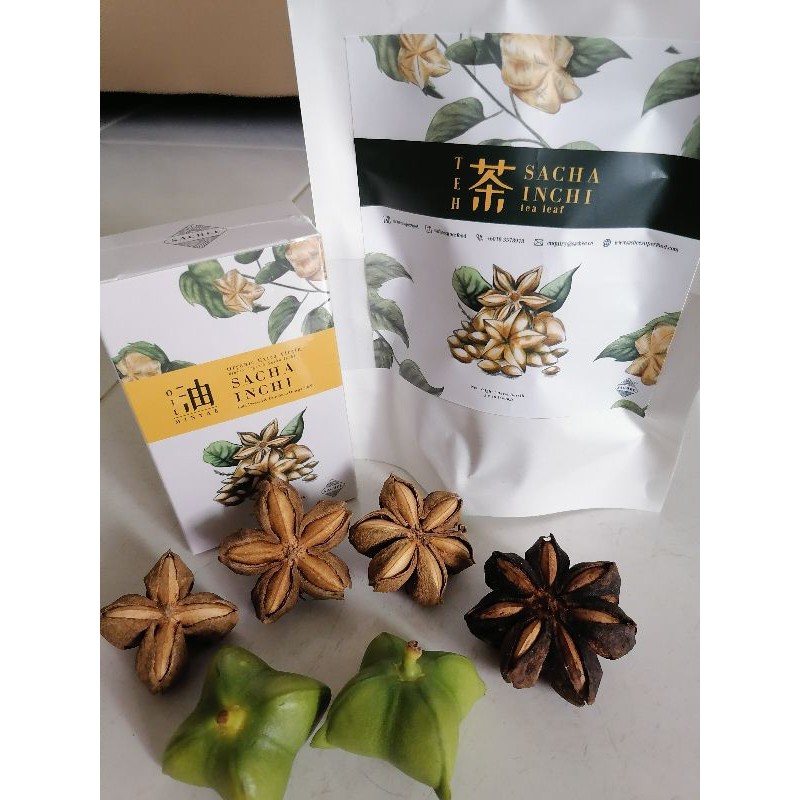 Sacha Inchi Oil Extra Virgin 100ml + Sacha Inchi Tea Leaf 3gx20 teabags ...
