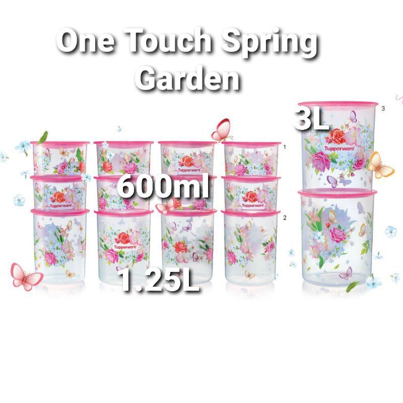 Tupperware Spring Garden One Touch Topper Canister 3L Food container Bekal Tupperware Kedap ...
