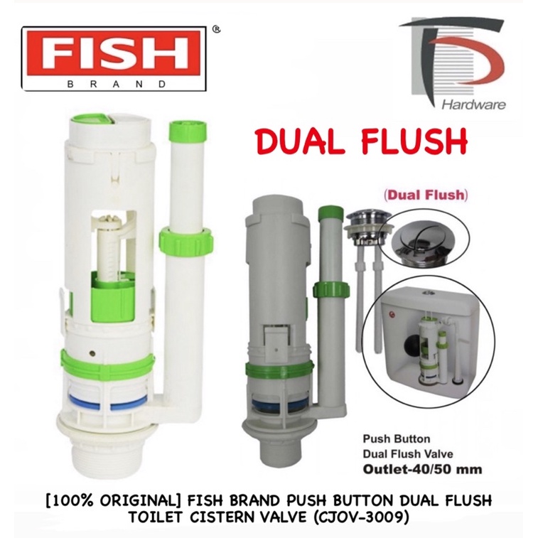 [100% ORIGINAL] FISH BRAND PUSH BUTTON DUAL FLUSH TOILET CISTERN VALVE ...