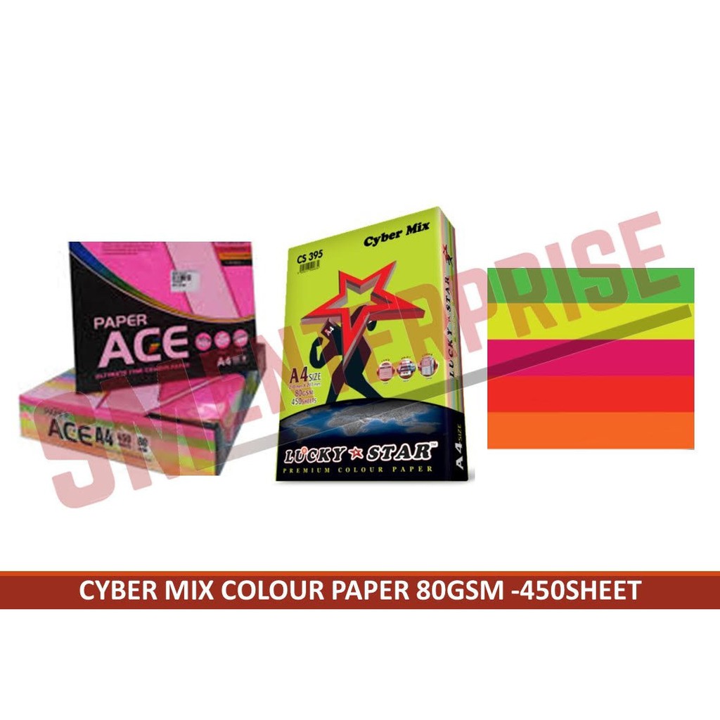 A4 Cyber Mix Colour Paper 80gsm - 450sheet | Shopee Malaysia