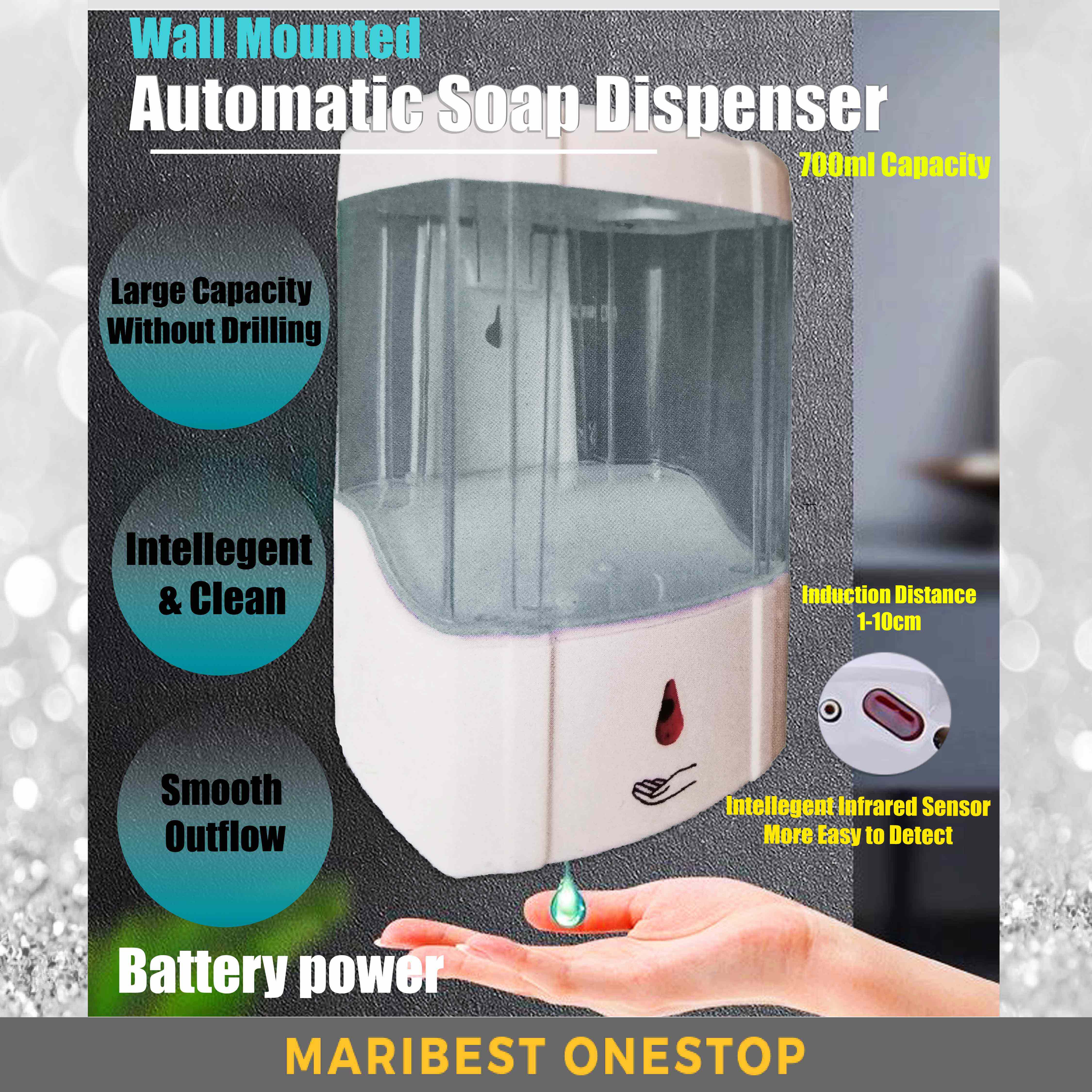 700ml Automatic Liquid Soap Dispenser Touchless Wall Mounted Battery ...