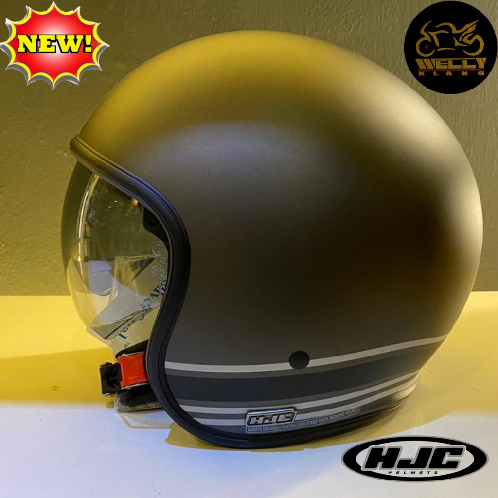 HJC V30 MC5SF Equinox Helmet Black Silver Classic Retro Helmet Race ...
