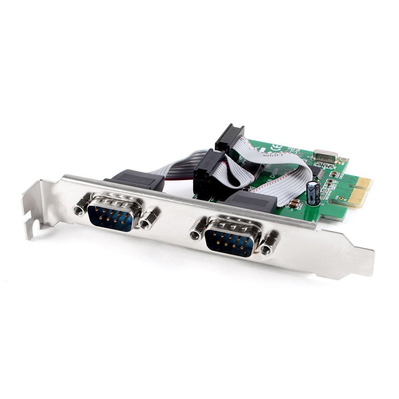 Pci-e pci express dual serial db9 rs232 2 ports controller adapter card green | BeeCost