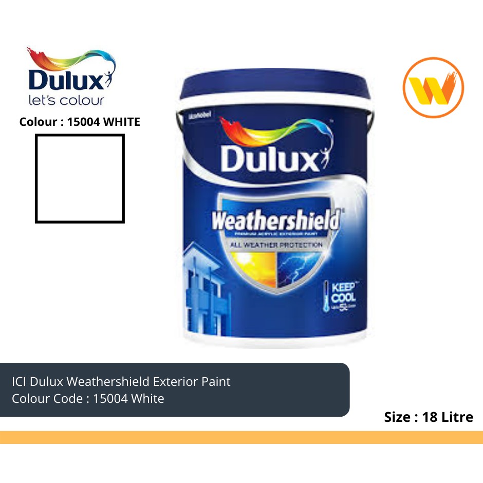 18Litre ICI Dulux Weathershield 15004 White Paint 18L (Cat Dinding Luar ...