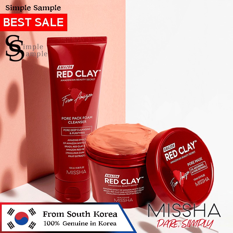 [MISSHA] Amazon red clay pore pack foam cleanser / mask | Shopee Malaysia