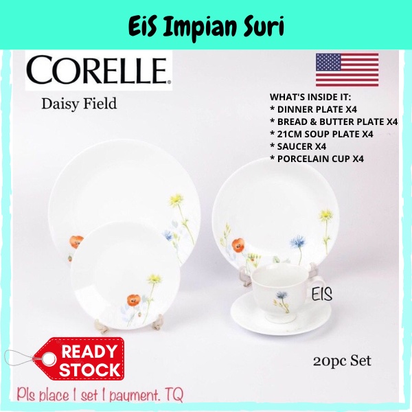 (Ready Stock!!) Corelle Daisy Field 20pcs Dinnerware Set (20H-DSF-P ... (Ready Stock!!) Corelle Daisy Field 20pcs Dinnerware Set (20H-DSF-P ...