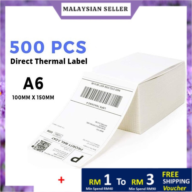 A6 Thermal Paper Thermal High Quality Label ( 150mm x 100mm ) 500pcs ...