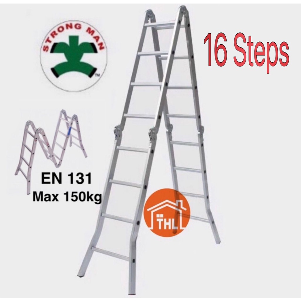 Strongman 16 Steps Heavy Duty Multi Purpose Ladder | Shopee Malaysia