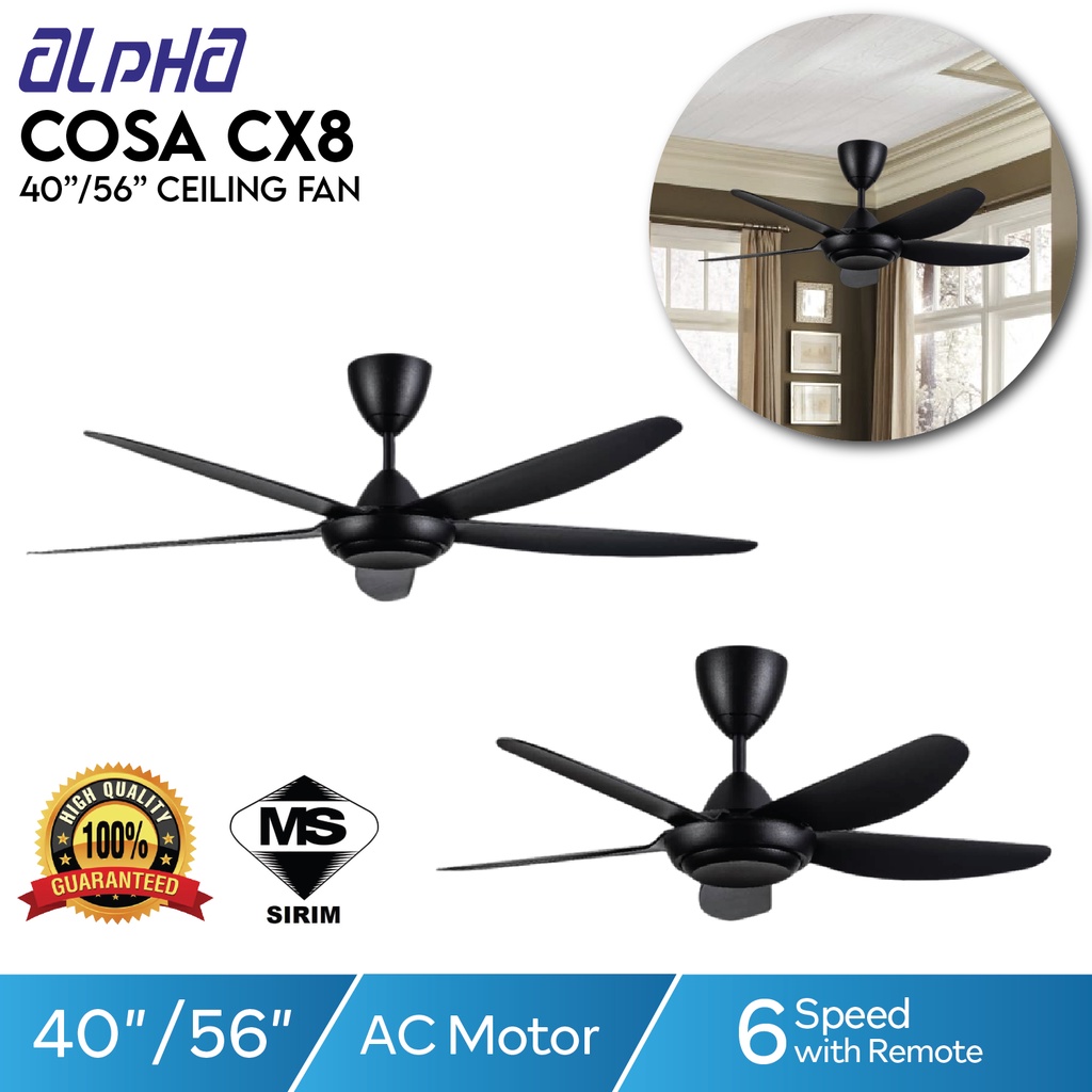 Alpha COSA CX8 Ceiling Fan (40"/ 56") 6 Speed Remote Control COSA ...