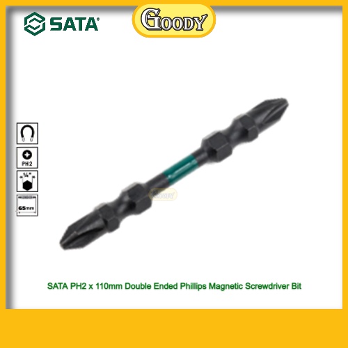 SATA PH2 x 110mm Double Ended Phillips Magnetic Screwdriver Bit ...