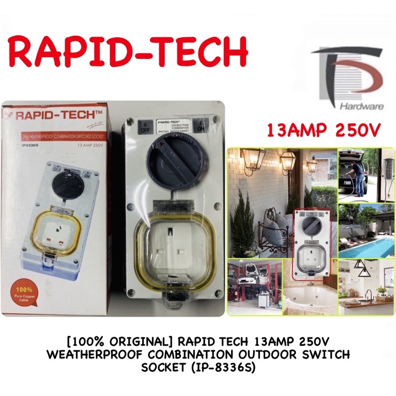 [100% ORIGINAL] RAPID TECH 13AMP 250V WEATHERPROOF COMBINATION OUTDOOR ...