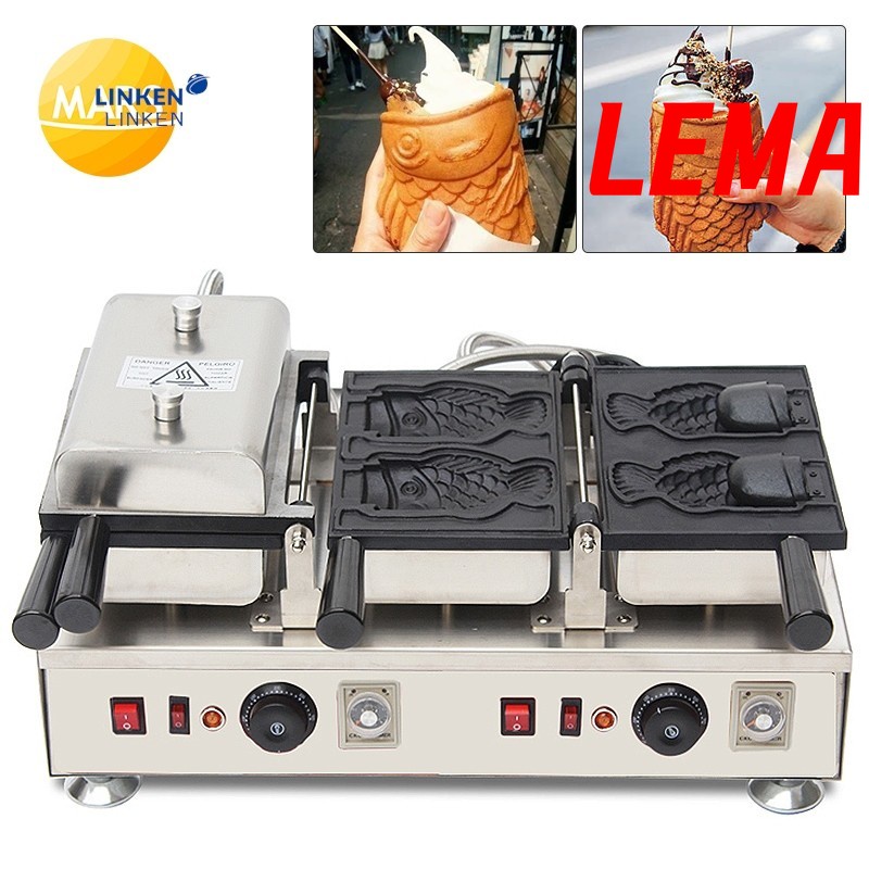 Linken_Korea Street Food Taiyaki Ice Cream Fish Waffle Cone Maker Mini ...