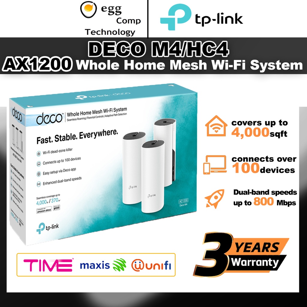 TP-Link Deco M4 (2-Pack)/ HC4 2 PACK AC1200 Gigabit Whole Home Mesh ...