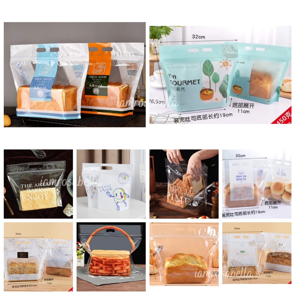 Resealable Toast Bread Bag 450g Loaf Portable Bekas Roti Plastik Pastry ...
