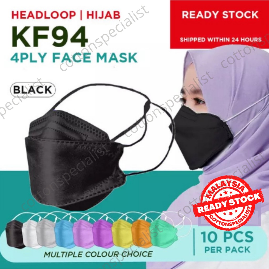 [1 PACK=10PCS]READY STOCK KF94 Headloop Mask 4PLY Adult Hijab Mask ...