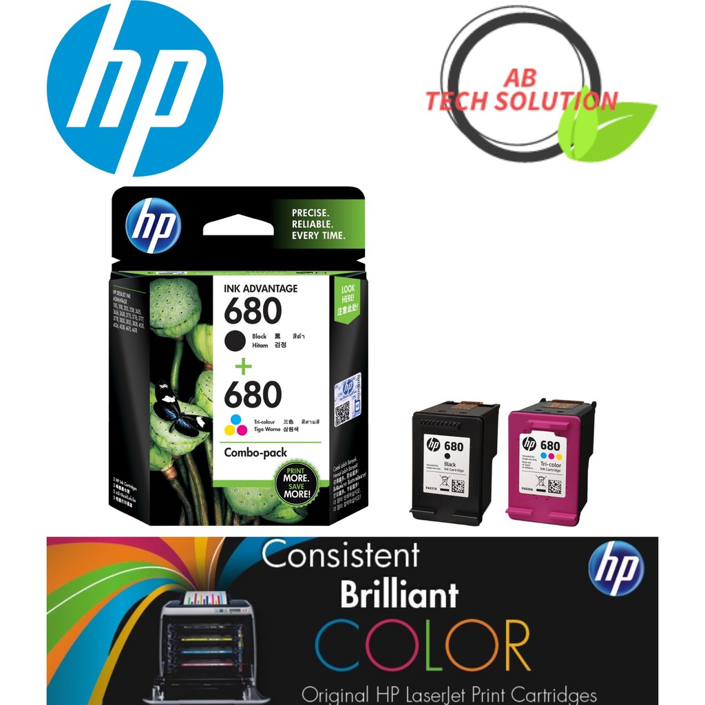 Genuine Original Ink HP 680 Value Pack (Black/Tri-color) - DeskJet Ink ...