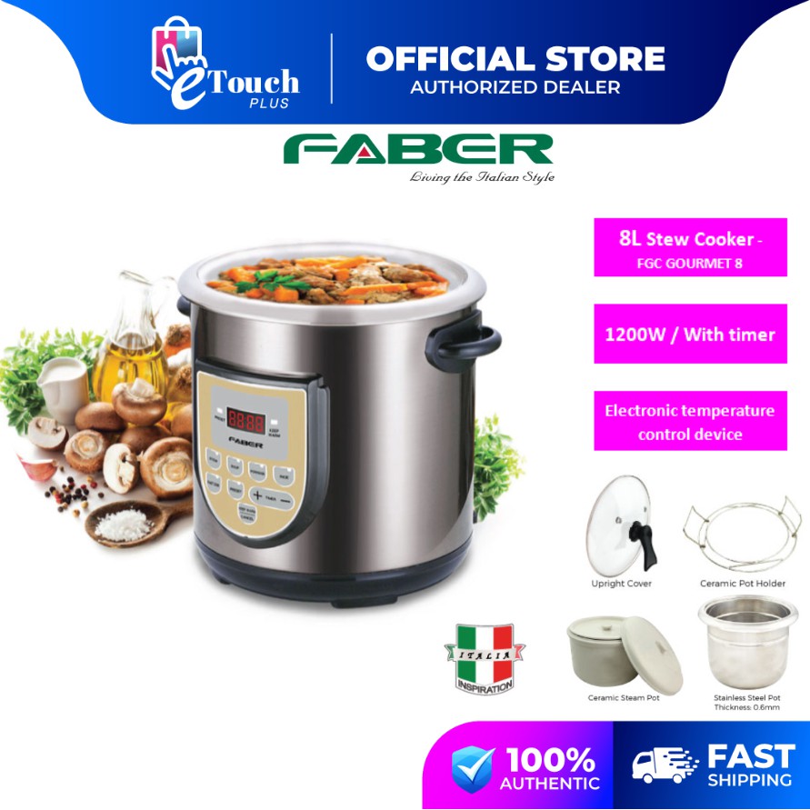 Faber FGC Gourmet Stew Cooker - Power Come With Ceramic Pot (1200 W/8 L ...