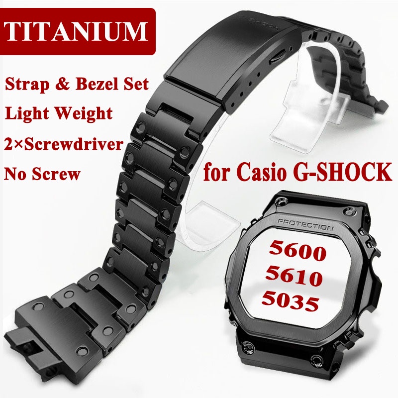 Titanium Watch Strap and Bezel Case with Sapphire Lens for Casio G ...