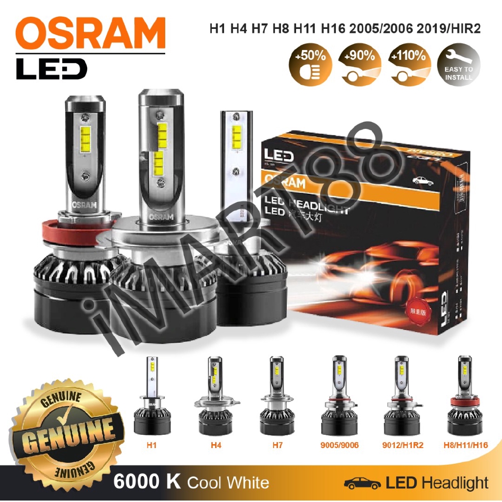 Original OSRAM LED Headlight Bulb 6000k Pair Universal H1 H4 H7 H8 H11 ...