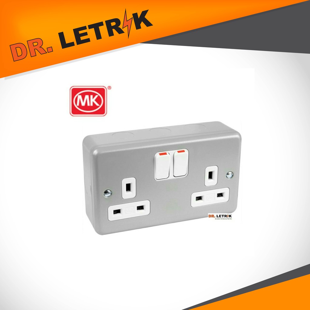 MK Switch Socket G2946 ALM-LS 13A 2Gang Double Metal Clad | Shopee Malaysia