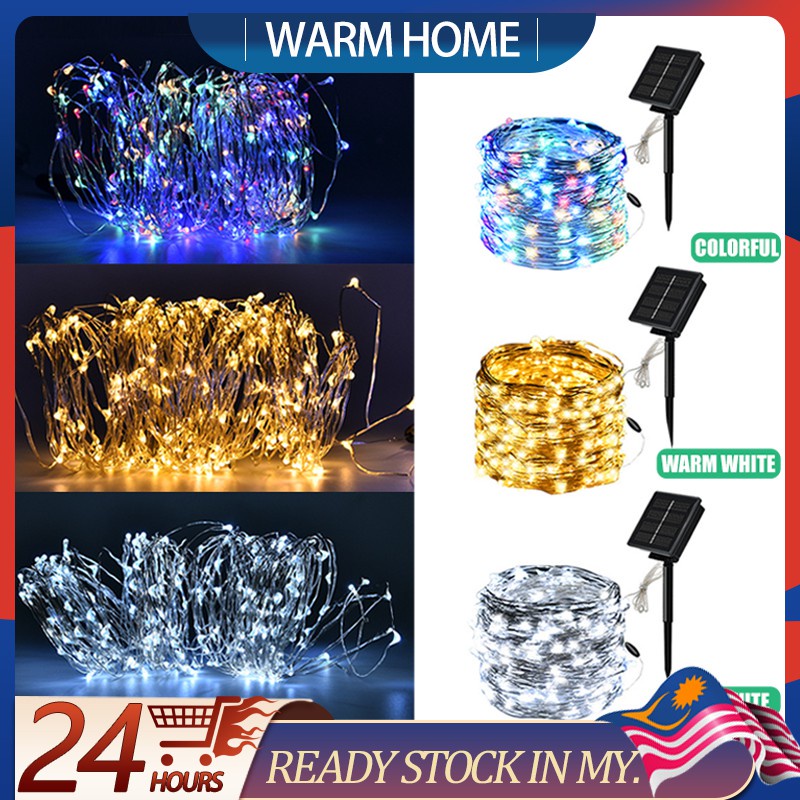 Lampu Raya 12M/22M 8 Modes Copper Wire Lampu LED Solar Light Waterproof ...