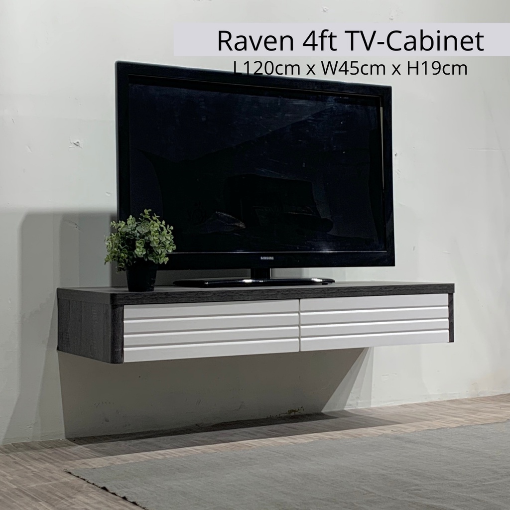 [ Ready to Install ] Raven 4 ft TV Cabinet/Study Desk - Kabinet TV - Simple design/ Wall TV ...