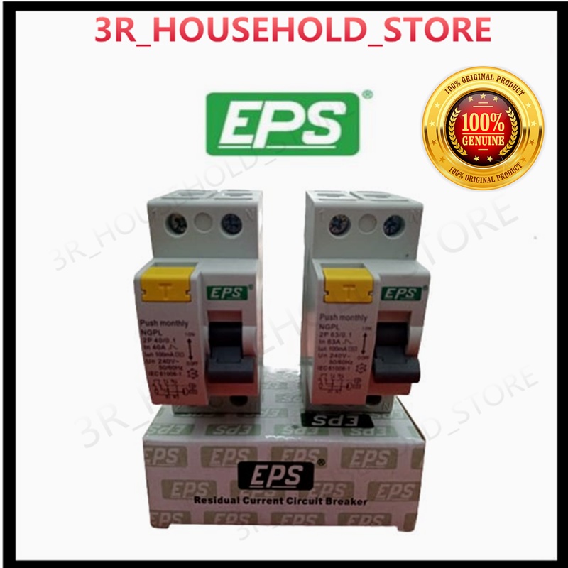 EPS 2pole RCCB ELCB 40A 63A 30MA 100MA CIRCUIT BREAKER | Shopee Malaysia