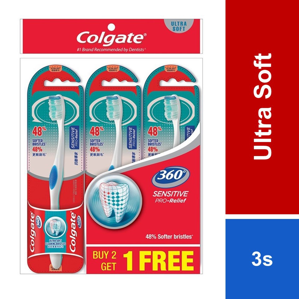 Colgate 360 Sensitive Pro Relief Toothbrush Ultra Soft 3s [Valuepack ...