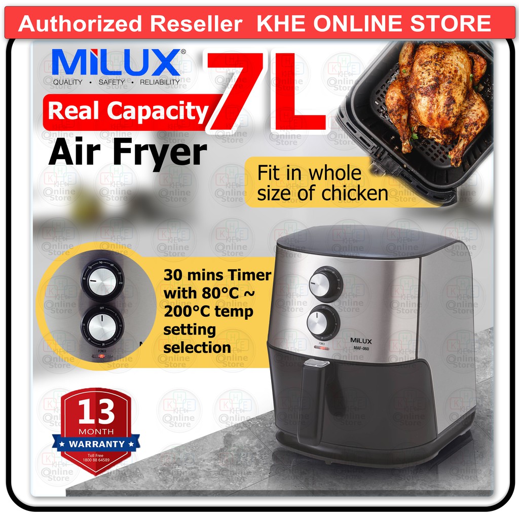 Milux XXL 7.0L Real Capacity Healthy Air Fryer MAF-060 with 13 months ...