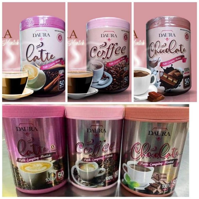 Daura Kopi Montok Viral Coffee, Chocolate & Latte 50 Sachet New Packing ...