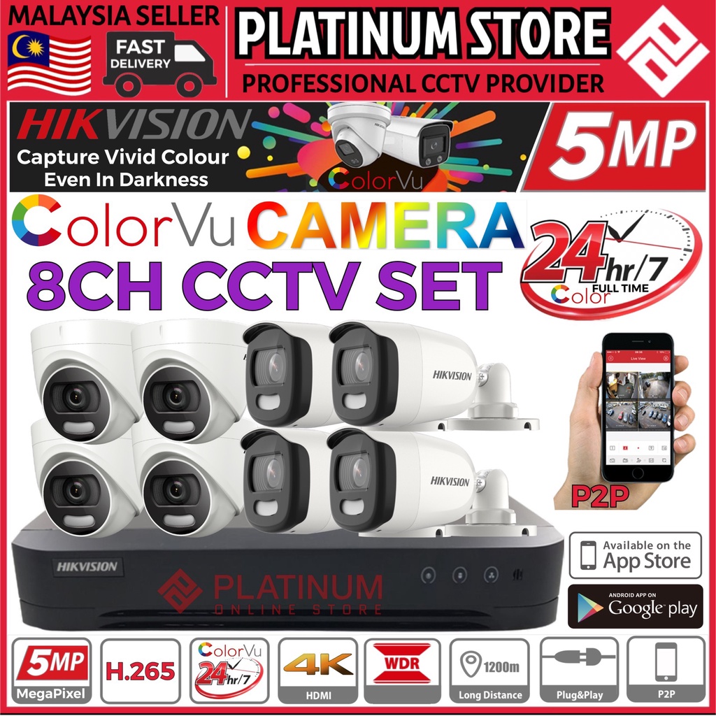 HIK HIKVISION ColorVu 8 CHANNEL 5.0MP 8CH CCTV HD 5MP HIK 1920P DVR + 8 ...