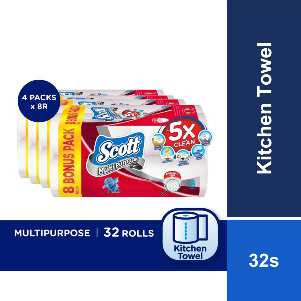Scott Kitchen Towel Regular ( 8 Rolls x 4 packs ) | Shopee Malaysia