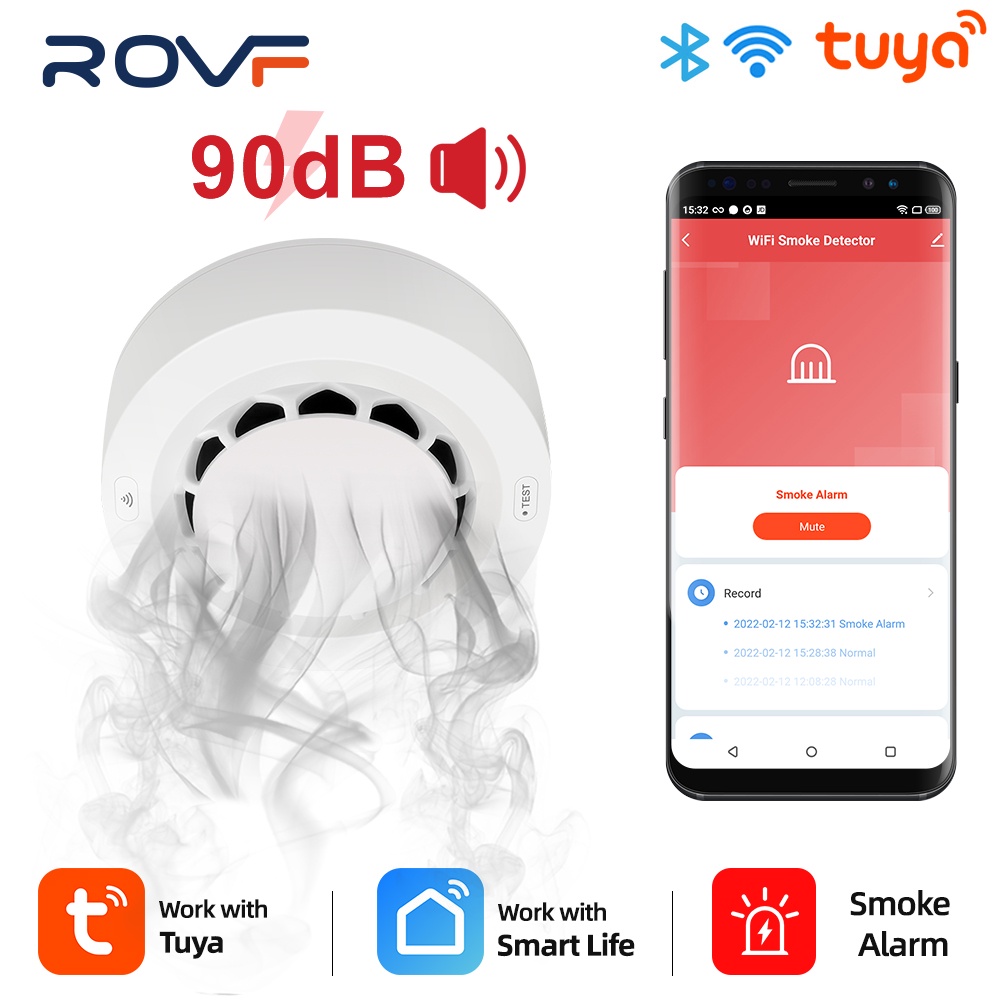 ROVF Graffiti WiFi Smart Smoke Alarm Detector Fire 90db Smoke Room ...
