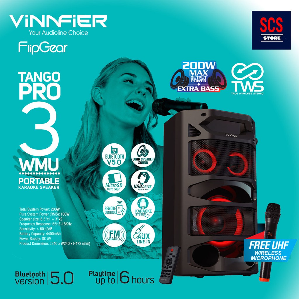 Vinnfier Tango Pro 3 WMU / Tango Pro 5 Portable Karaoke Speaker | Shopee Malaysia