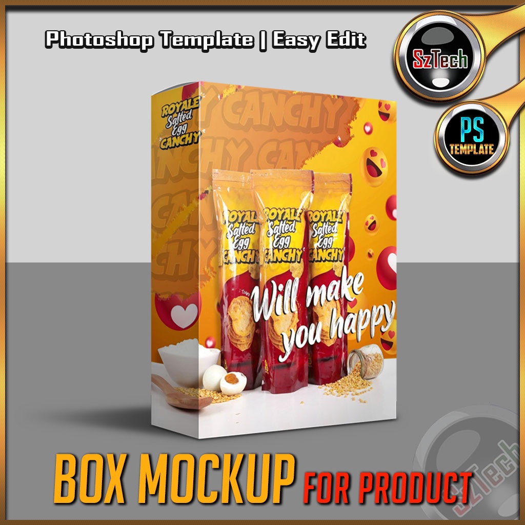 Box Mockup | Photoshop Template | Product Packaging | PSD Mockup | Easy ...