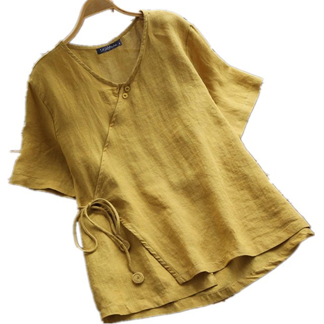 Zanzea Women Short Sleeve Asymmetrical Plus Size Blouse Shopee Malaysia
