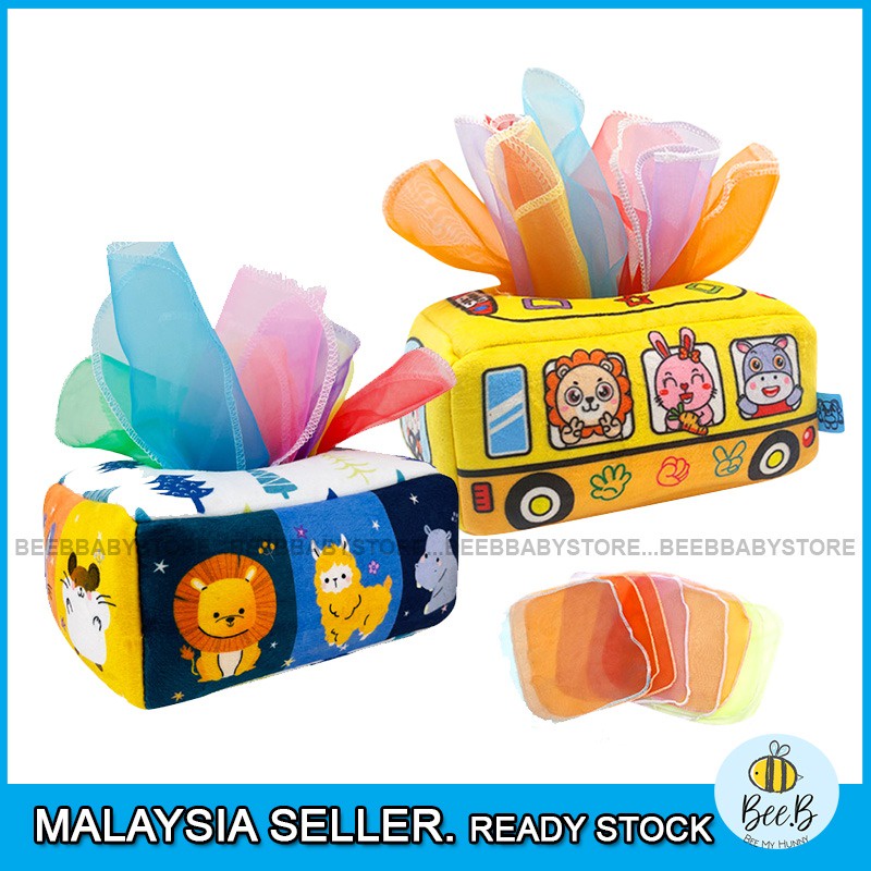 Baby Tissue Box Toy Tear-Resistant Paper Toy Baby Learning Draw Tissue ...