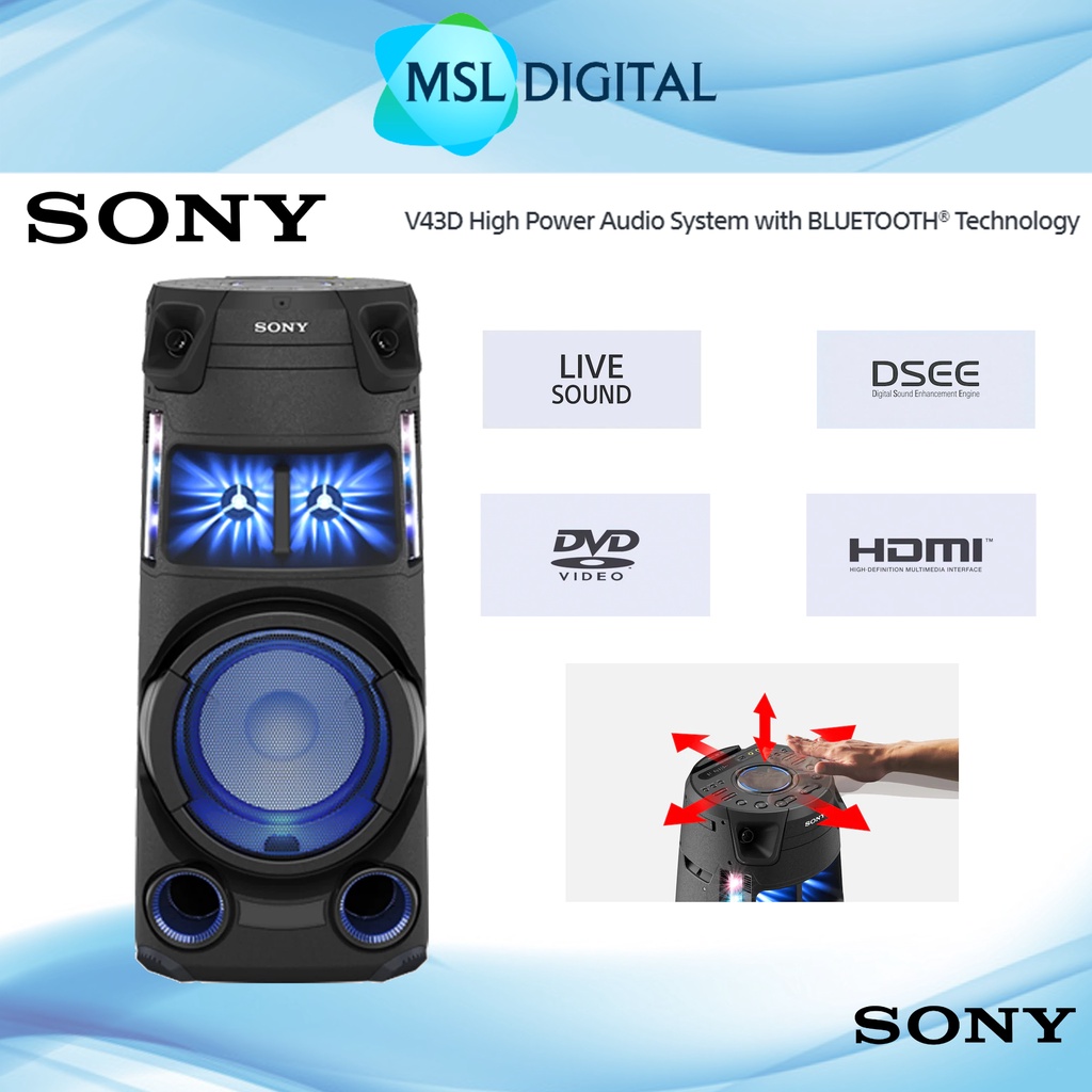 Sony MHC-V43D / V43D High Power Party Speaker With Bluetooth Technology ...