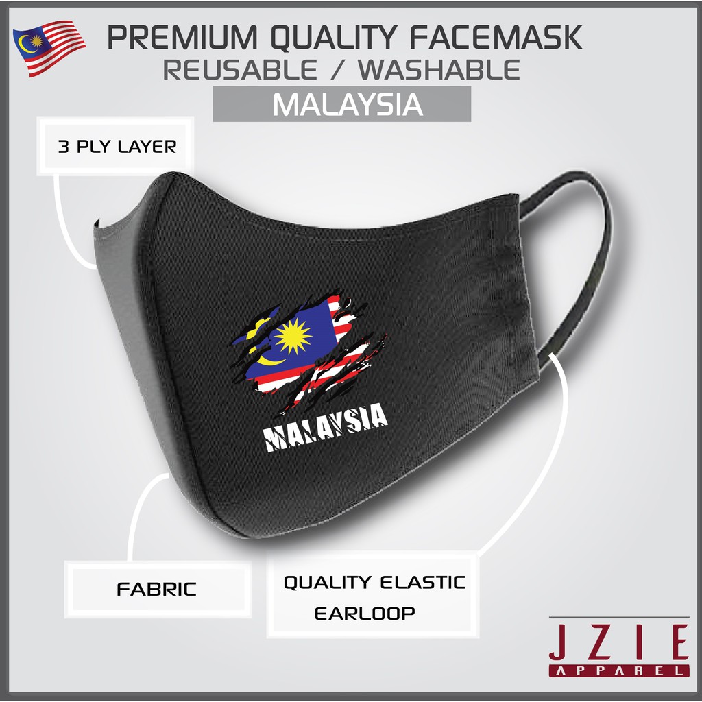 Facemask Fabric 3 ply Dewasa Bendera Malaysia atau Merdeka untuk Lelaki ...